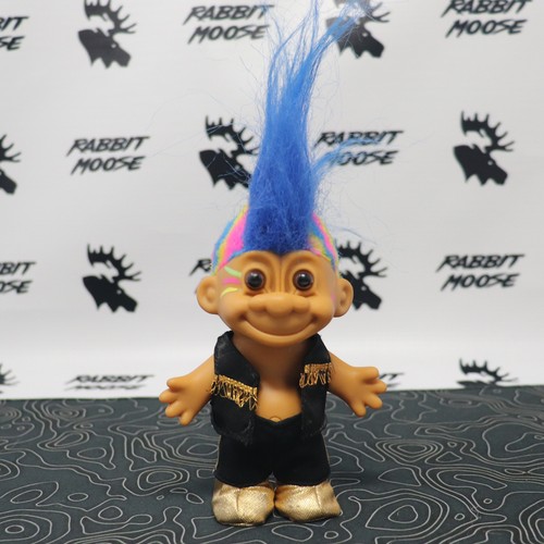 Vtg Russ Troll Doll Punk Rock Rockstar Blue Rainbow Mohawk Hair | eBay