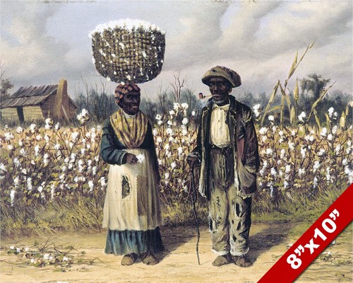 BLACK AFRICAN AMERICAN COTTON PICKERS SOUTH PAINTING ART REAL CANVAS ...