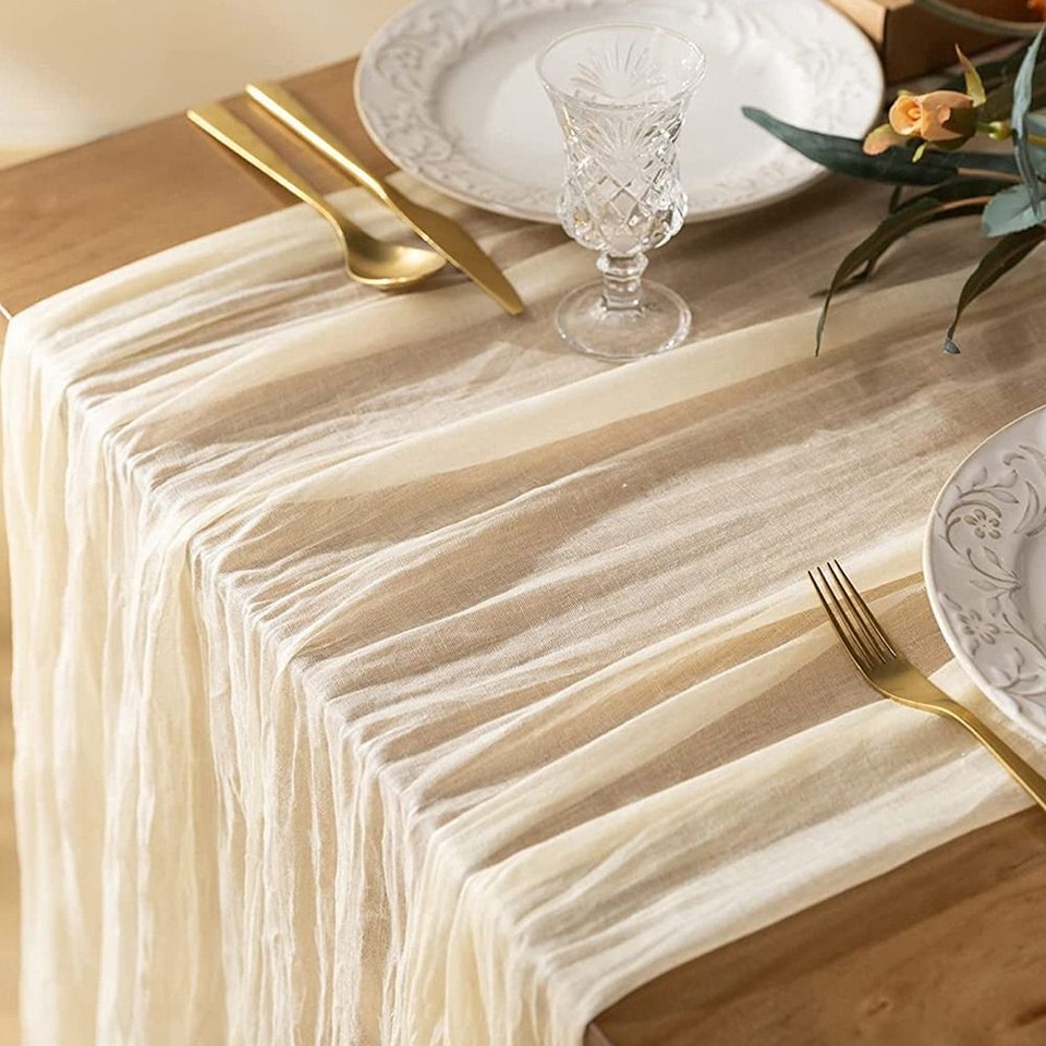 Gauze Table Runner Dinning Decoration 90*300CM Wedding Party Table ...