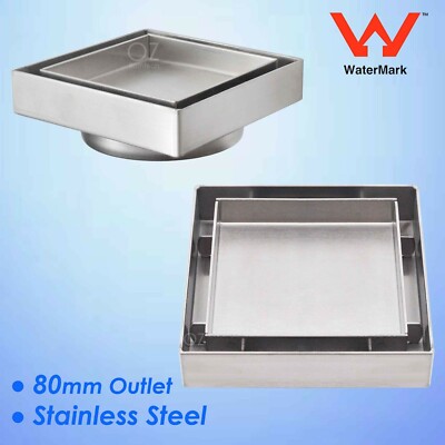 Smart 100mm Square Stainless Steel Tile Insert Floor Drain Shower Grate ...