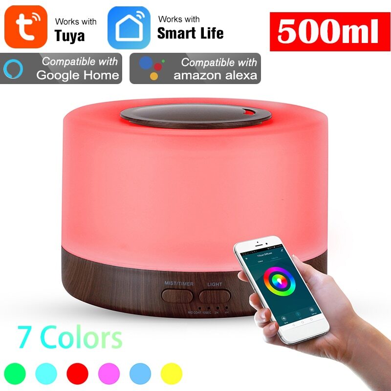 Smart WiFi 500ml Air Humidifier Connect with Tuya/Alexa/Google with 7 ...
