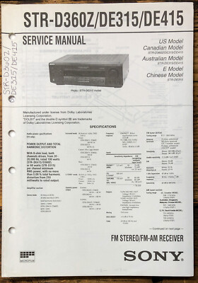 Sony STR-D360Z STR-DE315 STR-DE415 Receiver Service Manual *Original ...