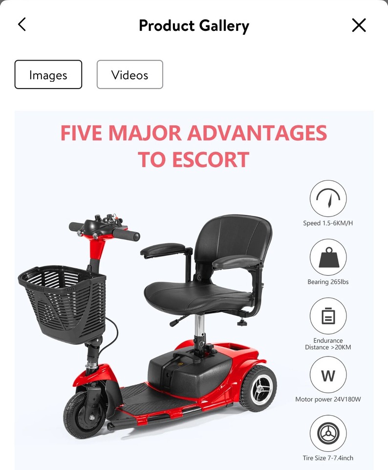1inchome 3 Wheel Mobility Scooter - Red 743129087940| eBay