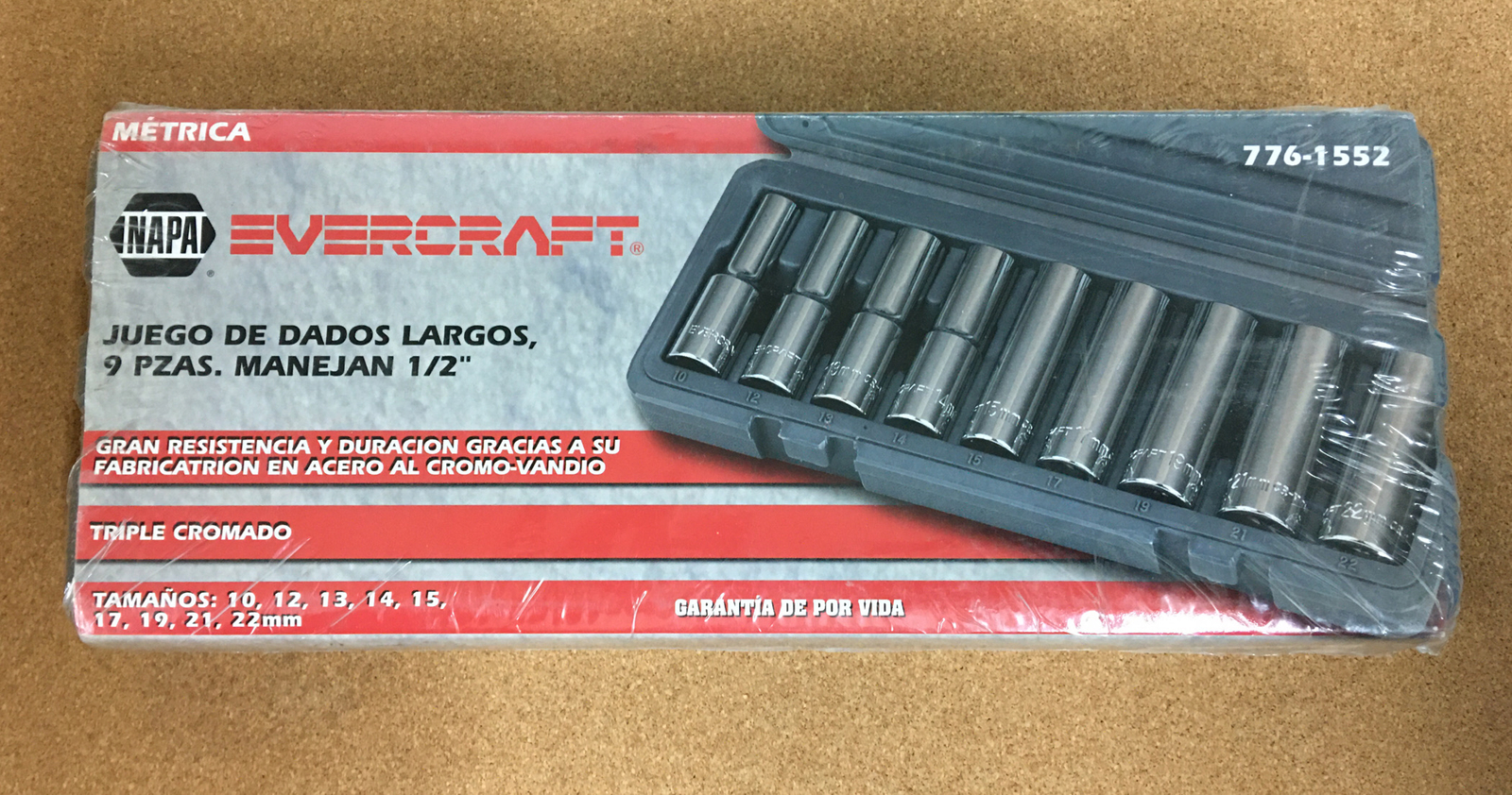 NAPA EVERCRAFT 1/2”DR. 9-PC METRIC DEEP SOCKET SET, 10-22MM (#776-1552 ...