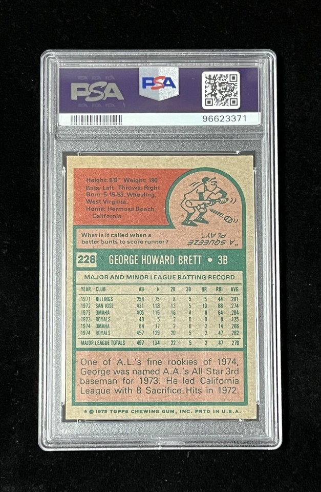 1975 Topps GEORGE BRETT Rookie # 228 PSA 6 Centered !! KANSAS CITY ...
