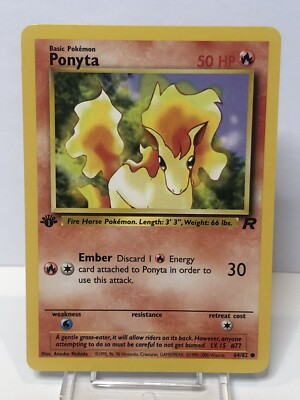 POSSIBLE GEM 1st Edition Ponyta 64/82 Team Rocket 2000 WOTC Pokemon ...