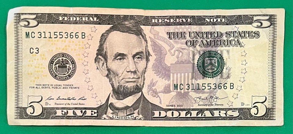 2013 $5 FIVE DOLLAR BILL Quad Doubles 4 Pairs - Fancy Serial Number ...