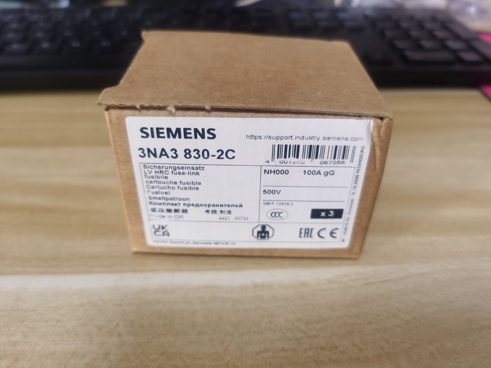 3PCS/1Box New Siemens 3NA3830-2C 3NA38302C Fuse 100A 500V In Box Brand ...