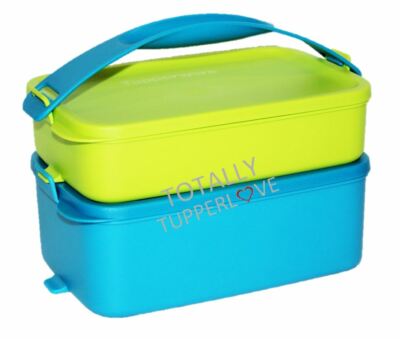 Tupperware Lunch Set of 2 Pak N Carry Click To Go w/ Handle Peacock ...