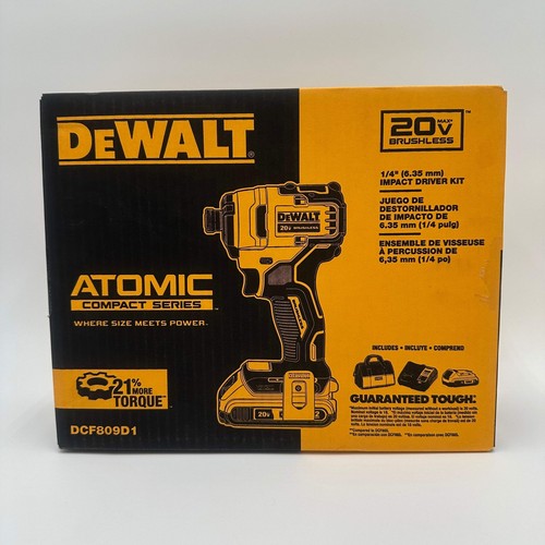 New DeWalt DCF809D1 20V MAX 1/4" Impact Driver Kit Atomic Compact ...