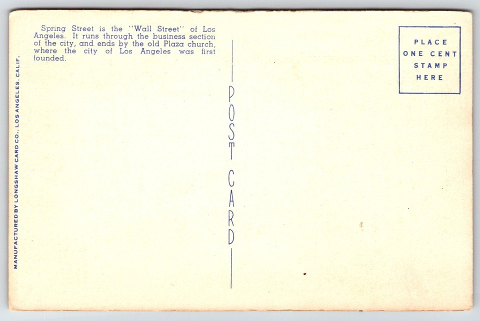 Spring Street Financial Center Los Angeles California CA Old Cars Vtg ...