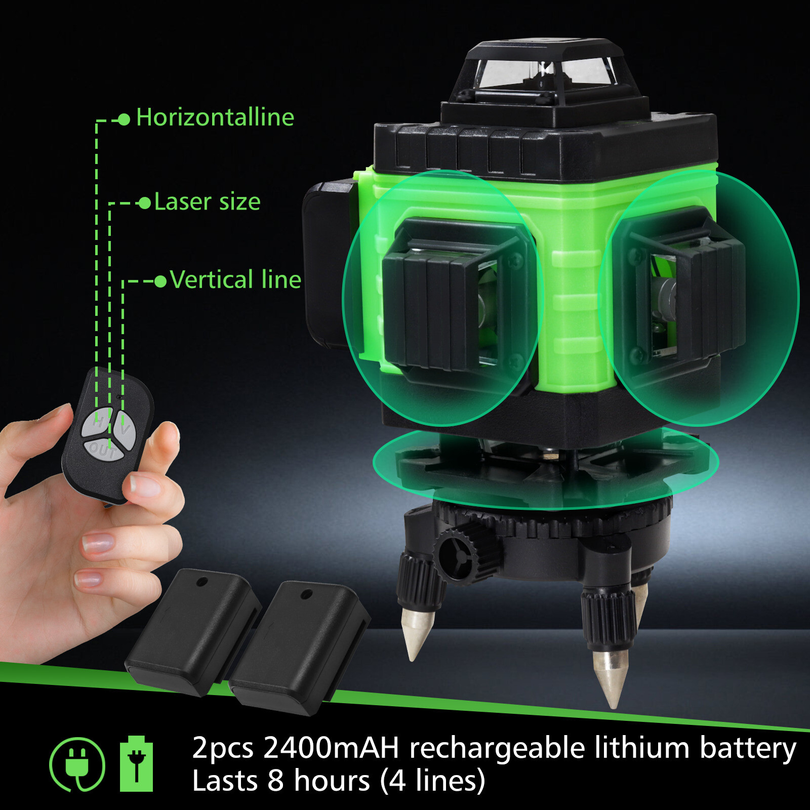 4D 16 Lines Laser Level Self Leveling 360° Cross Line Measure Tool with ...