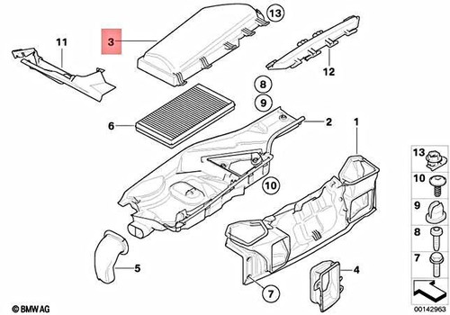 Genuine BMW E60 E60N E61 E61N Cabin Air Filter Housing Right OEM ...