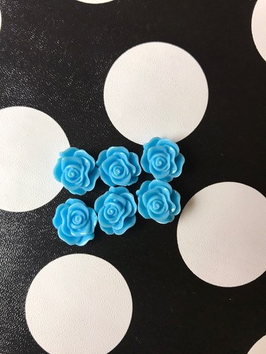 NEW Lot 6 Light Blue Resin Rose Cabochons, Flat Back, 1/2 inch | eBay