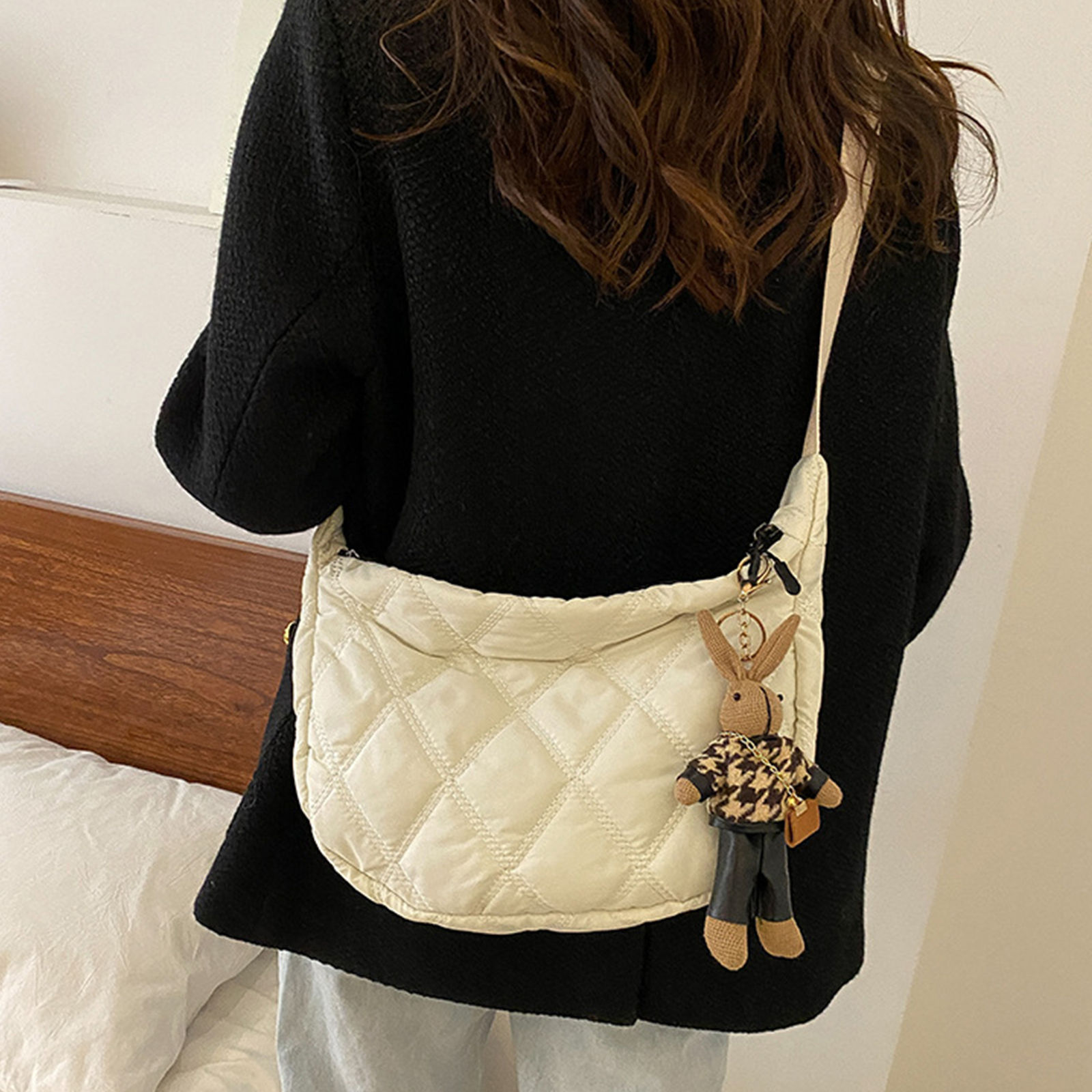 Messenger Bag Rhombus Texture Storage Ladies Crossbody Chest Bag ...