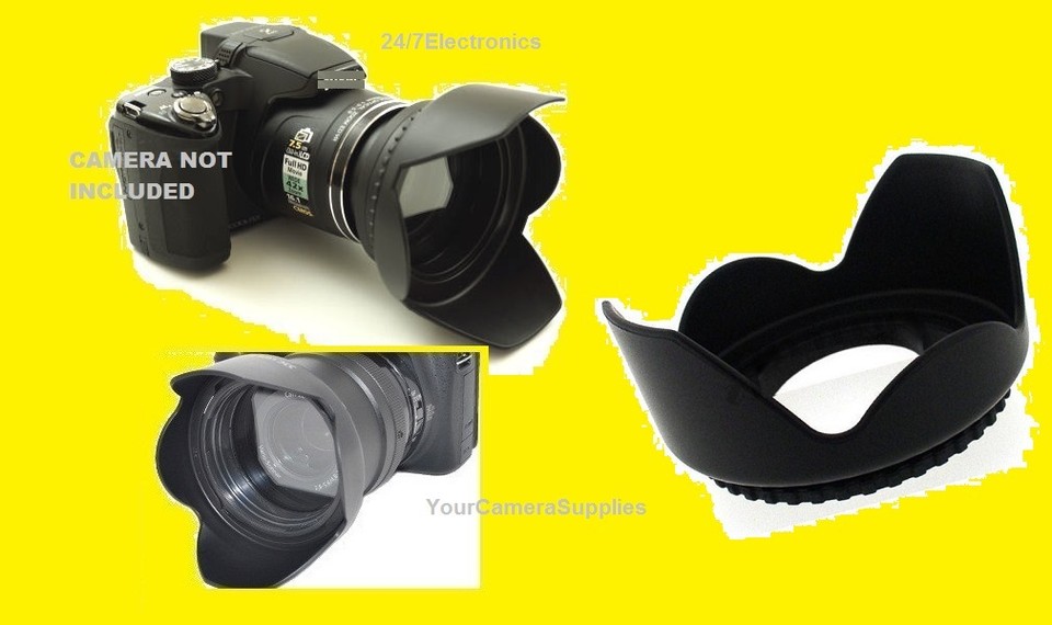 REVERSIBLE FLOWER HOOD+UV+LENS CAP+HOLDER to CAMERA PANASONIC DMC-FZ30 ...