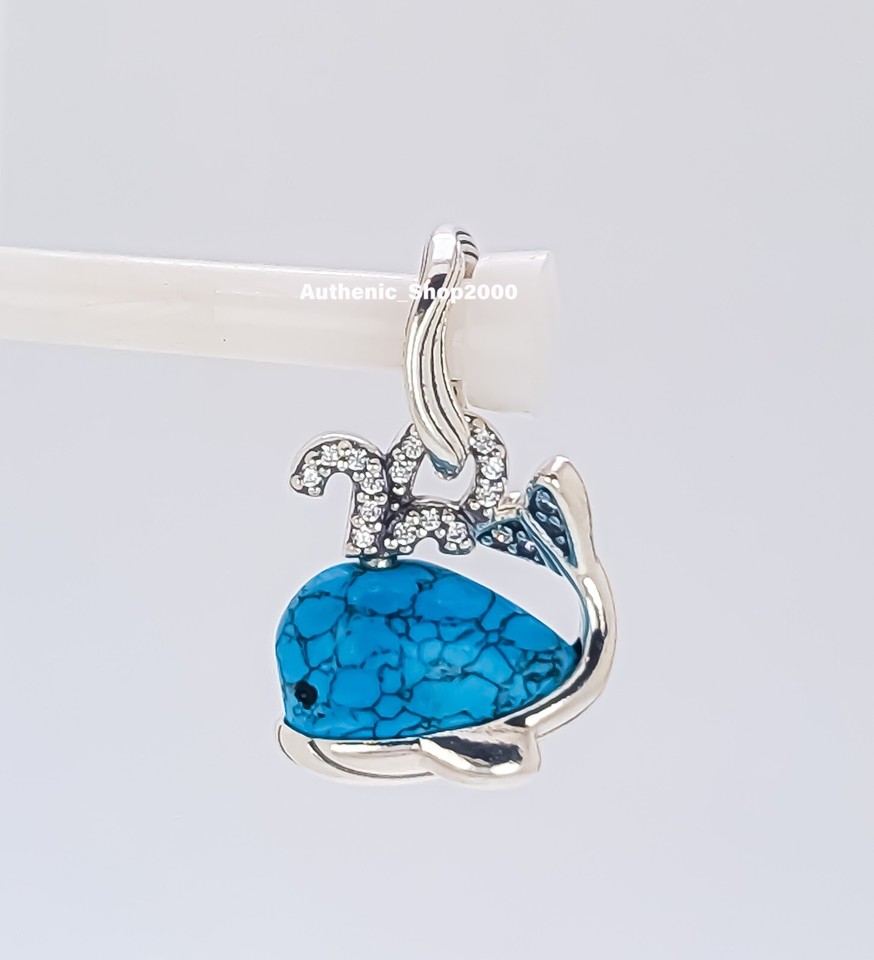 NEW 100% Authentic PANDORA 925 Ale Turquoise Blue Whale Dangle Charm ...