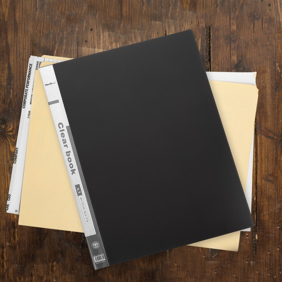 Plastic Document Organizer File Folder Binder with Clear Sleeves | eBay UK