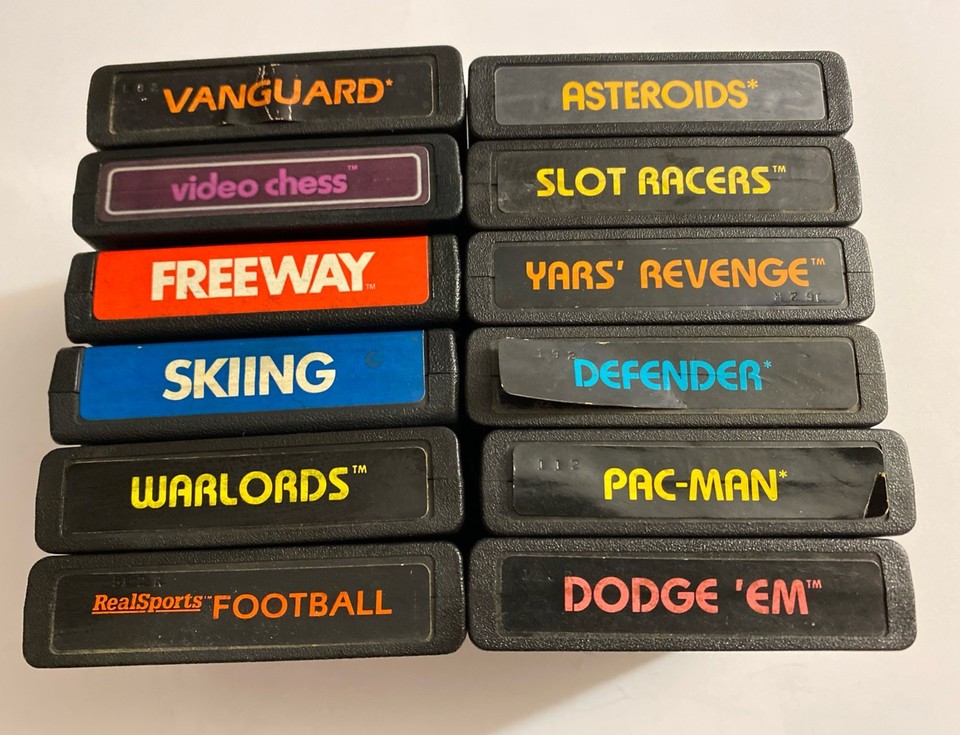 Atari 2600 Games Lot Pac Man Defender Yars Revenge Vanguard Skiing ...