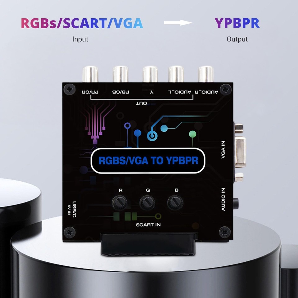 RGBS VGA SCART to YPBPR Component Converter, 480i 480p 576i 576p 720p ...