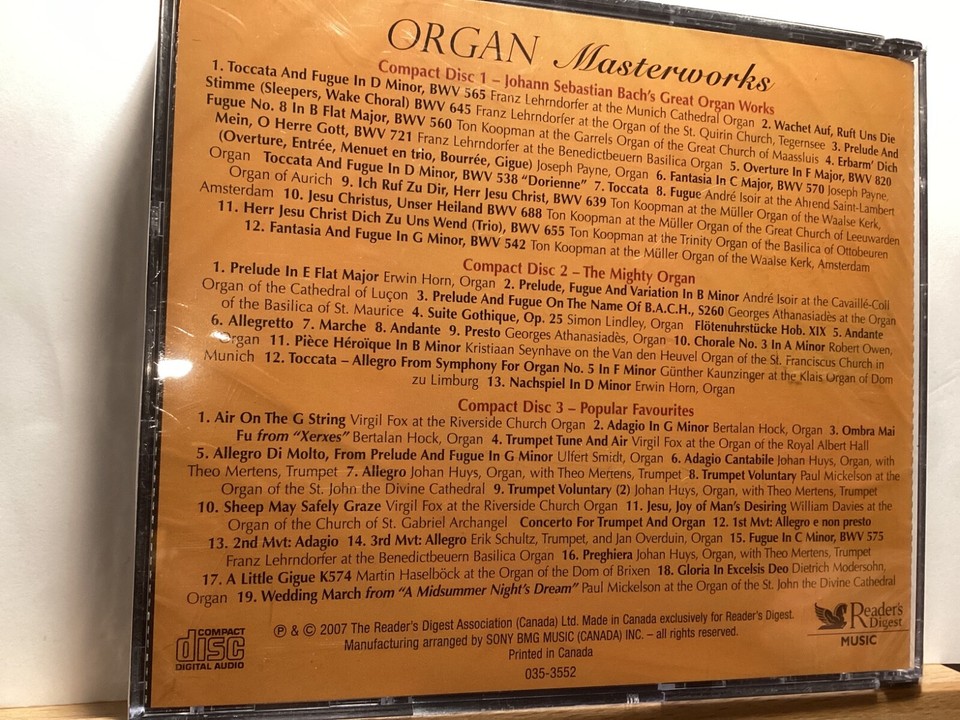 Organ Masterworks: (Readers Digest- 3 CD Set) - 44 Favorite Organ ...
