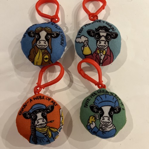 Lot of 4 Chick-fil-A 2" Plush Cow Keychain Backpack Bag Clips | eBay