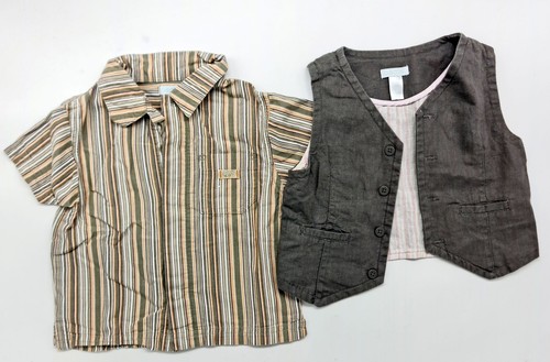 Chic Français Set Bébé Chemise Et Gilet Taille 12M 74 Obaibi | eBay