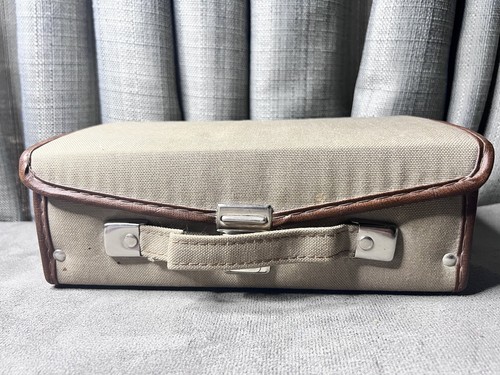 Cassette Tape Case Cloth Holder Carry Brown Insert Latch Holds 12 VTG ...