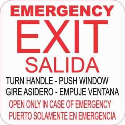 4in x 4in English Spanish Emergency Exit Magnet Car Truck Vehicle ...