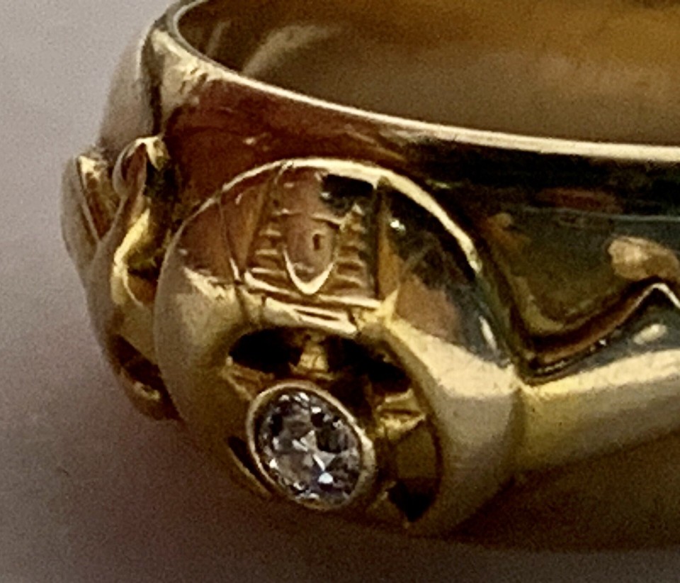 European Cut Diamond Ring 14k Gold Shriners, Masons, Antique, Vintage ...