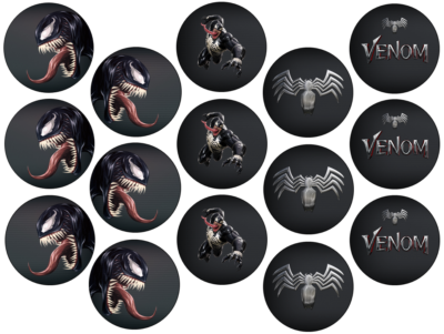 VENOM INSPIRED 15 X 2'' ROUND CUPCAKE TOPPERS EDIBLE ICING / WAFER | eBay
