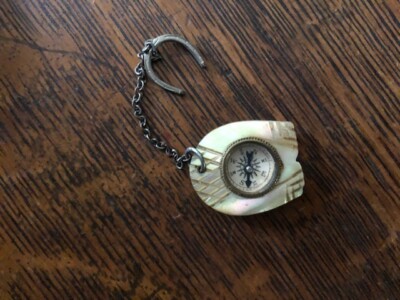 Miniature compass and mother of pearl watch fob antique | eBay