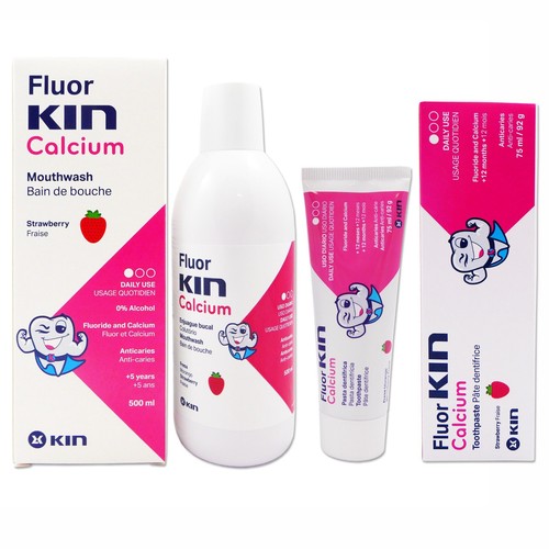 Fluor Kin Toothpaste & Mouthwash Bundle, for Children Strawberry ...