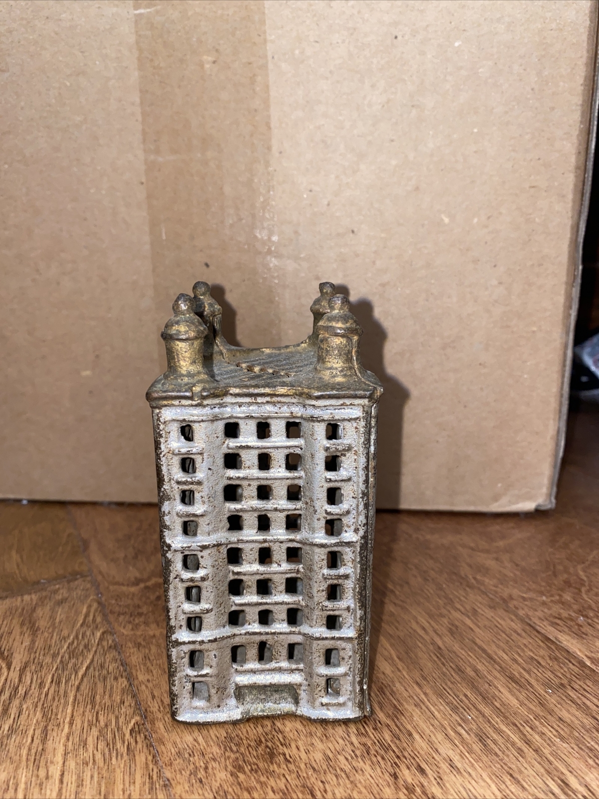1900's Antique Collectible Cast Iron 4 Tower Skyscraper Still Coin Bank ...