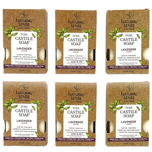 Natural Sense Lavender Pure Castile Soap Bar Plant-Based Dye Free 5 oz ...