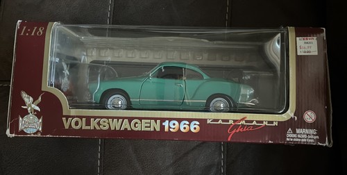 1966 Volkswagen Karmann Ghia Road Legends 1:18 Scale Model Teal Green ...