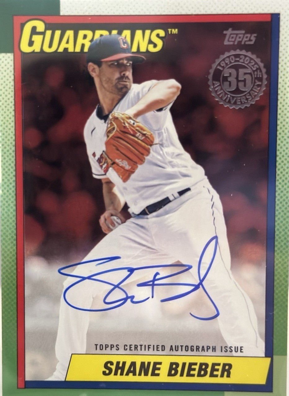 2025 Topps Series 2 - 1990 Topps Baseball Autographs Shane Bieber #90B2 ...
