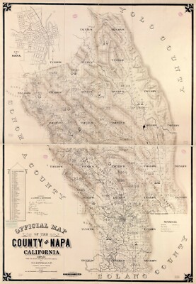 16" x 24" 1892 Map of Official map of Marin County, California | eBay