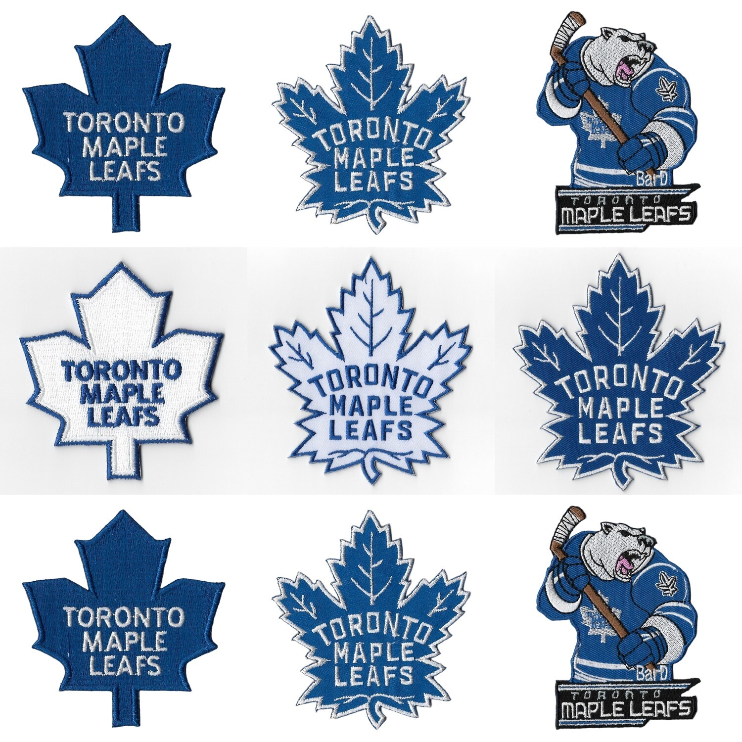 Lot SET Of 9 Toronto Maple Leafs NHL Iron on Patches Embroidered Emblem ...