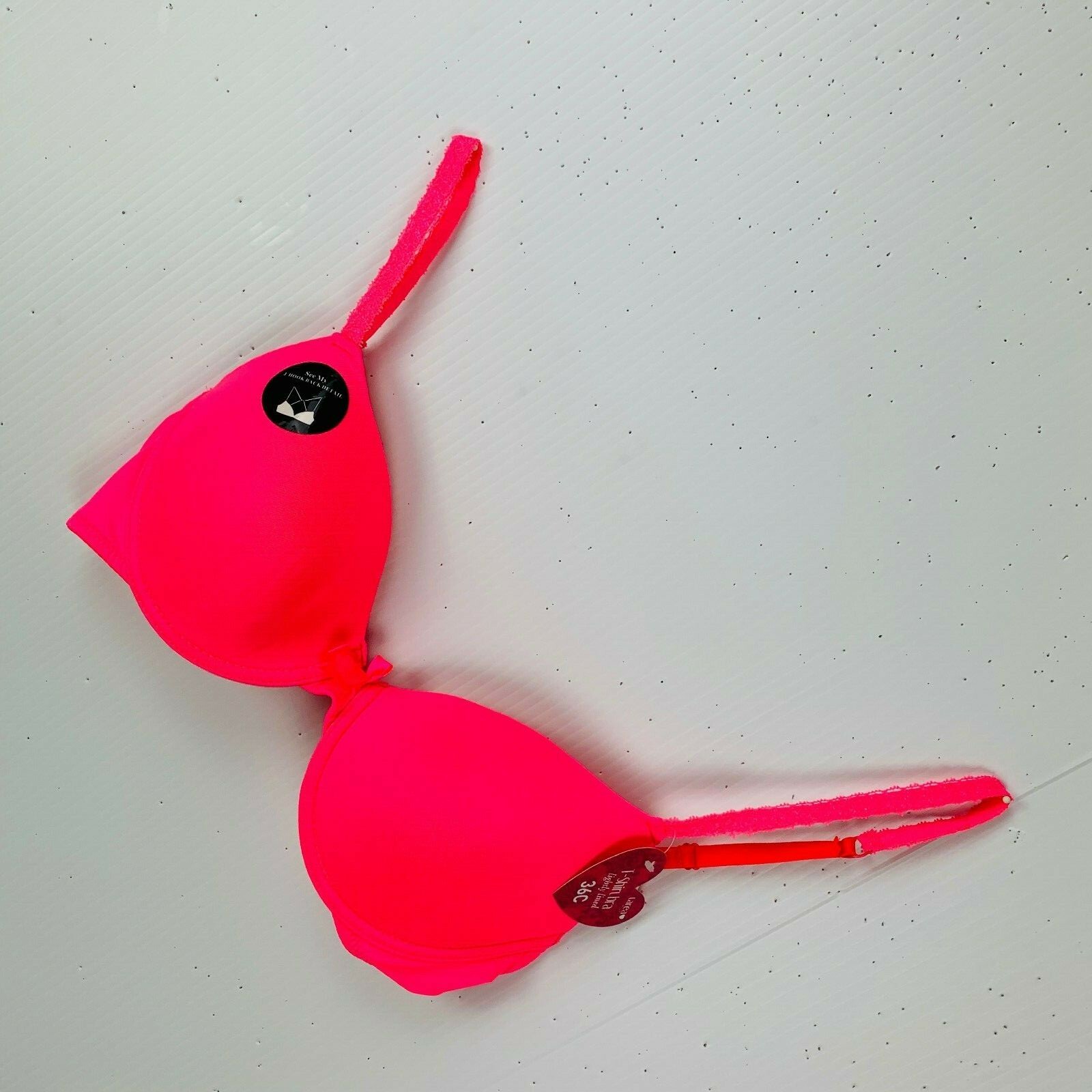 NWT Tarea T Shirt Bra Structure 36C Bright Acid Fuschia Orange Bikini ...