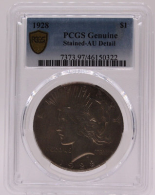 PCGS 1928 Genuine Stained-AU Detail Silver Peace Dollar [033GRA | eBay
