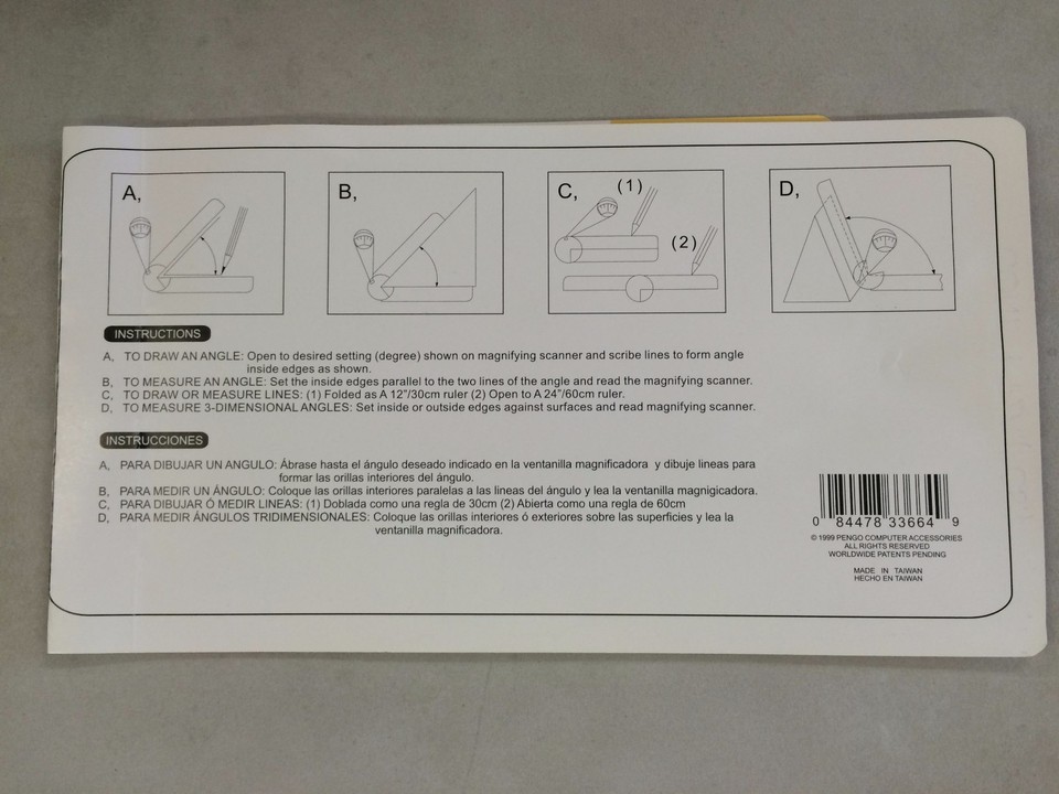 Ruler 2 Protractor Ruler Easy Angle With Magnified Angle Viewer 60 CM ...