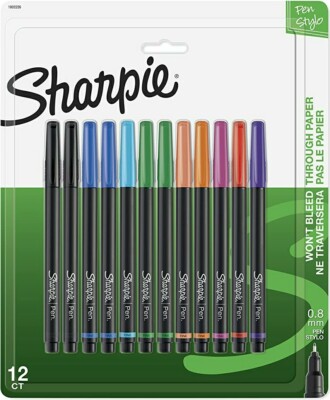 Sharpie Pen Stylo Fine Point, Assorted Colors, Quick Drying Ink, 12 ...