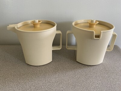 Vintage Tupperware Cream & Sugar Set With Push n Seal Tops Cream Gold ...