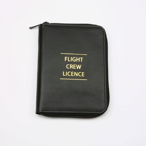 Flight Crew License ID Holder for Pilot Best Gift Black Genuine Leather ...