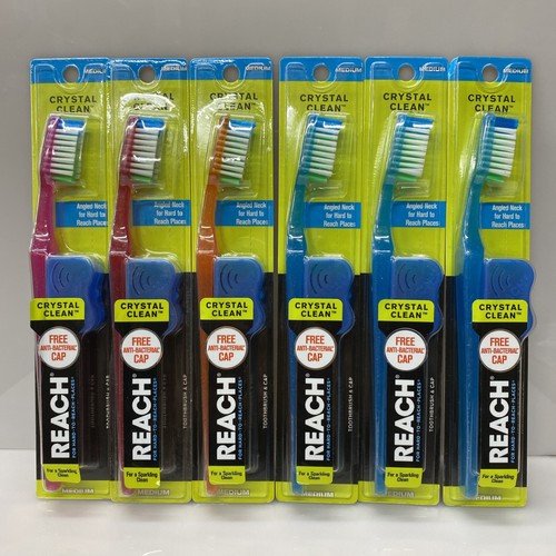6 X Reach Toothbrush Crystal Clean MEDIUM Mix Color with Cases | eBay