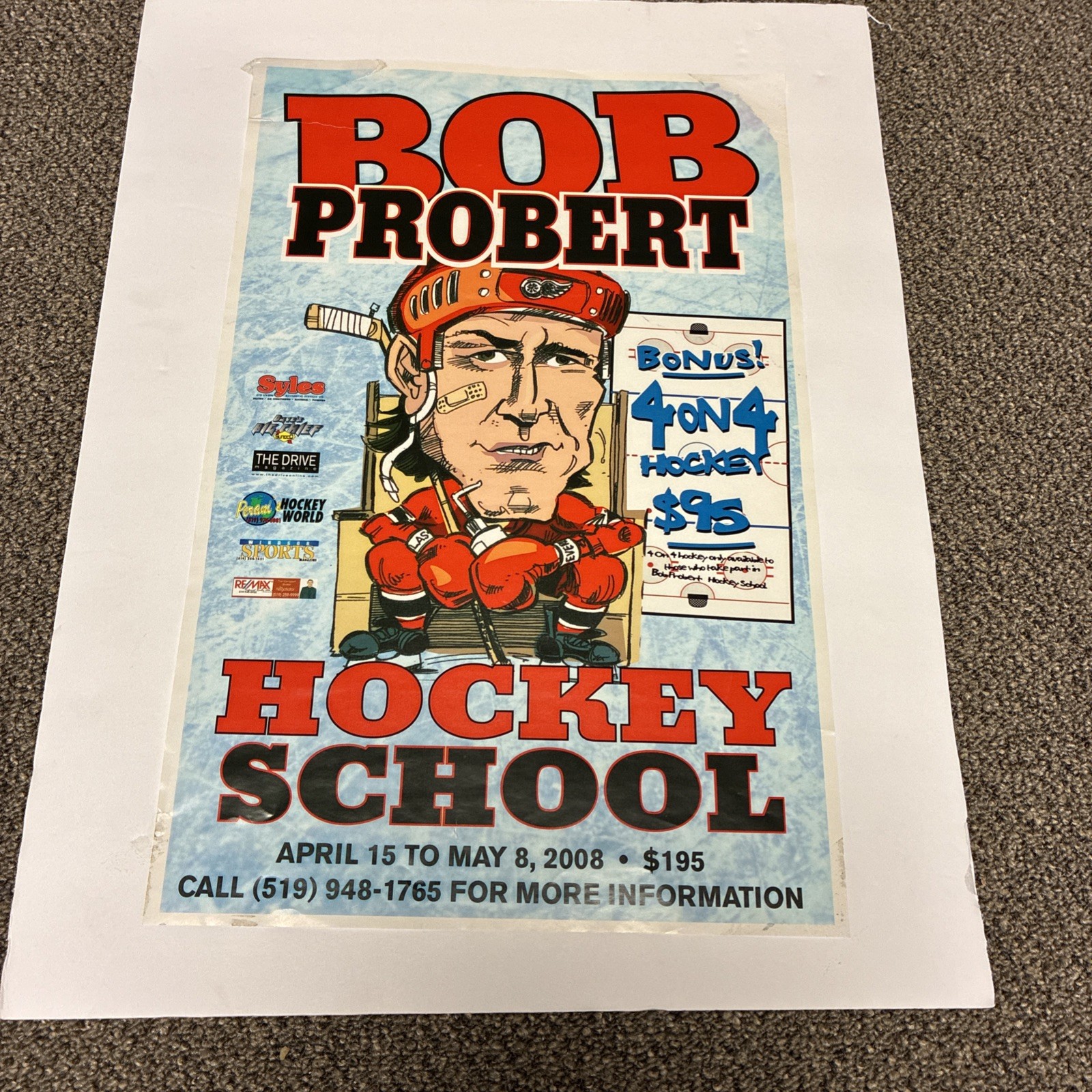 RARE BOB PROBERT-DETROIT RED WINGS “HOCKEY SCHOOL” Promotional Ad ...