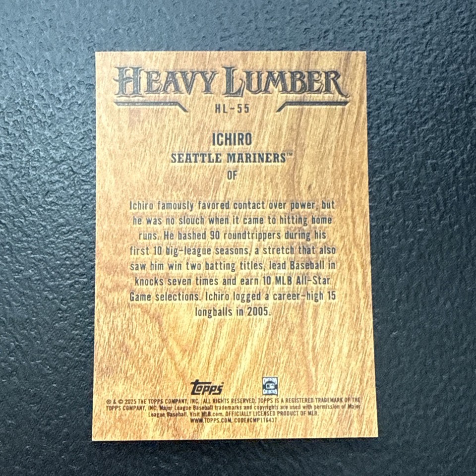 Ichiro 2025 Topps Update Heavy Lumber SSP Card HL-55 Seattle Mariners ...
