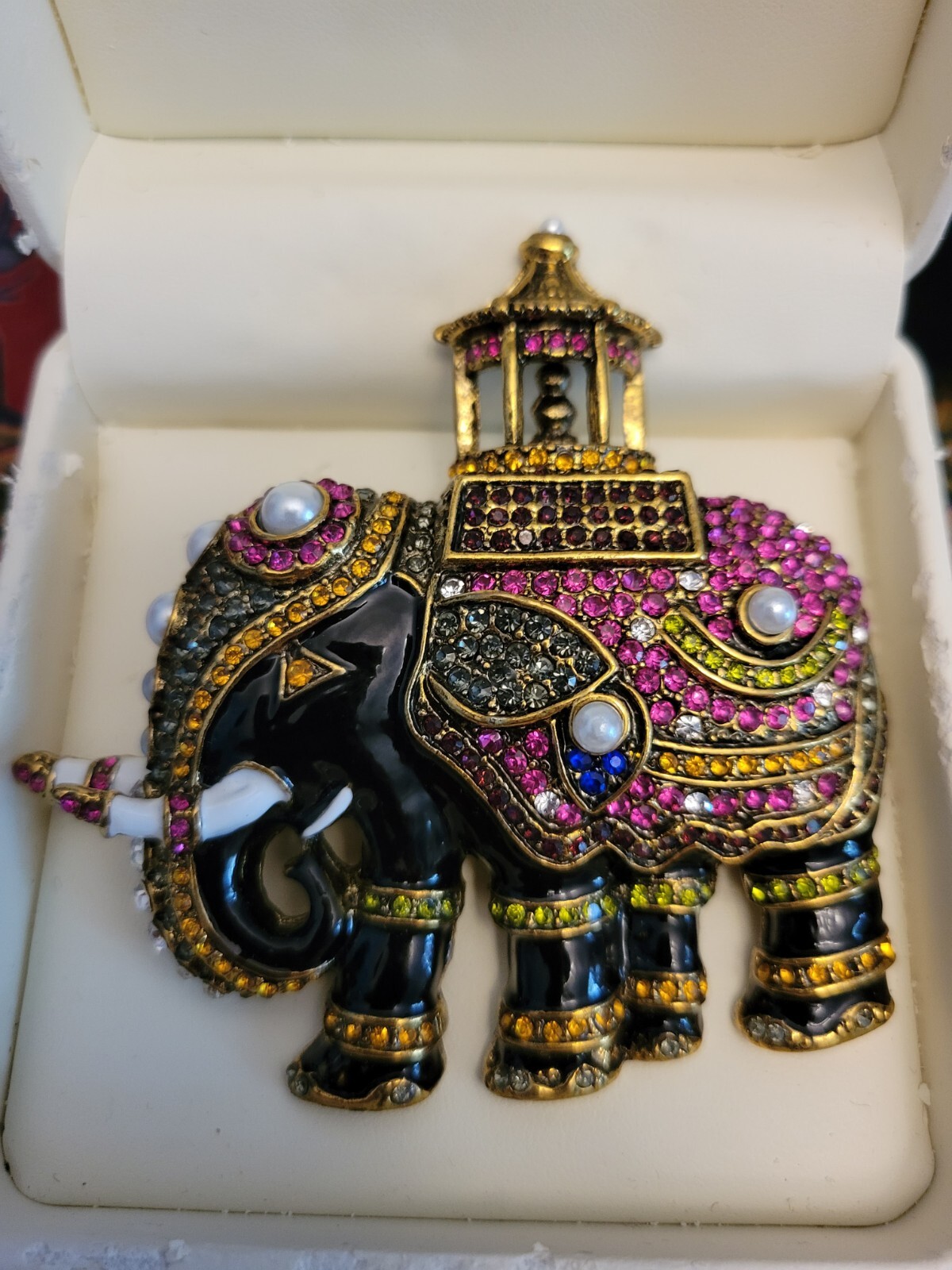 Vintage Large Opc Cn Thailand Elephant Brooch Pin 199… - Gem