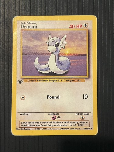 Pokemon Card - 1st Edition Dratini - Base Set 26/102-LP | eBay
